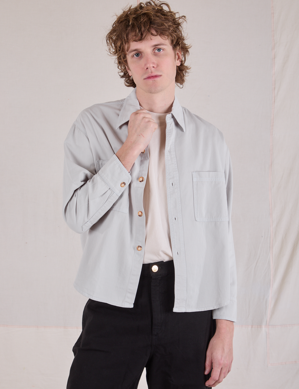 Cropped Overshirt - Stone White *FINAL SALE* – BIG BUD PRESS