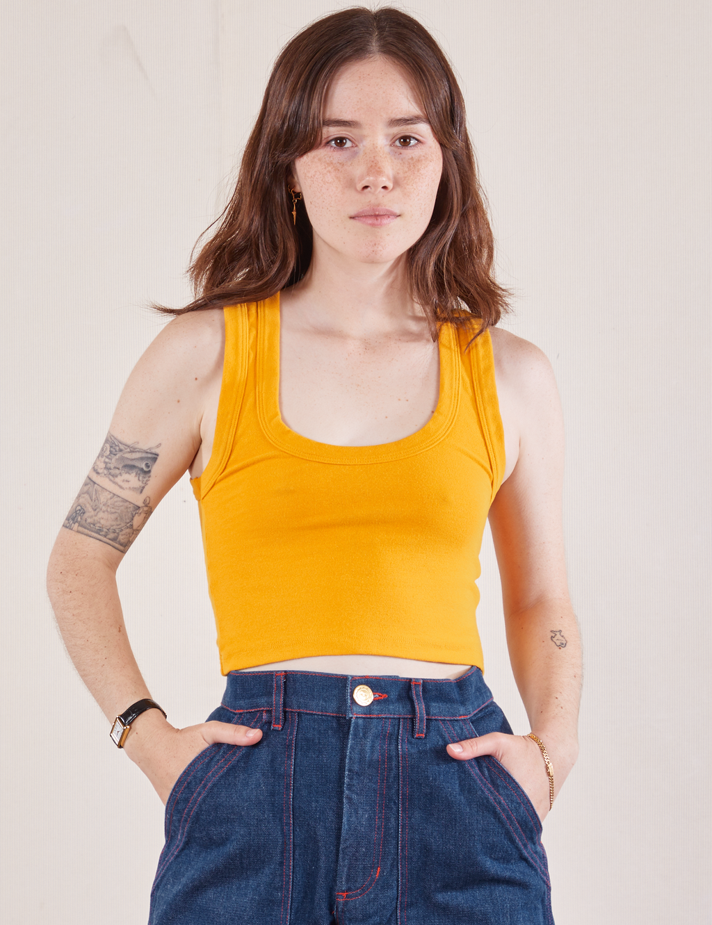 Cropped Tank Top - Mustard Yellow – BIG BUD PRESS