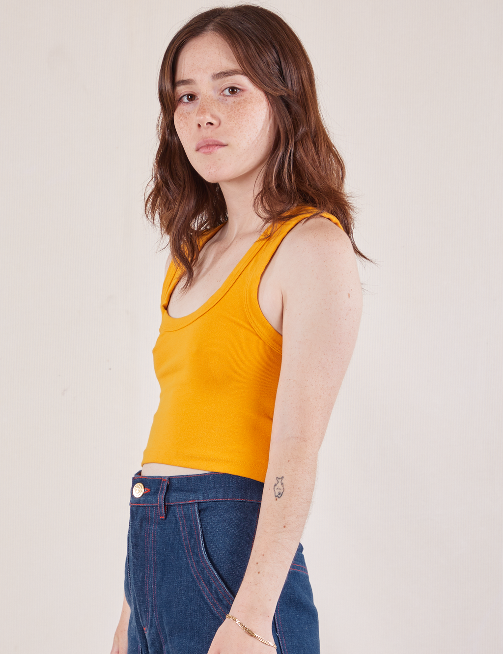 Cropped Tank Top - Mustard Yellow – BIG BUD PRESS